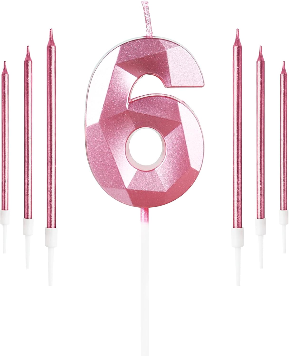 Amazon.com: Pink Birthday Candles - 6pcs Long Candles for Cake Toppers ...