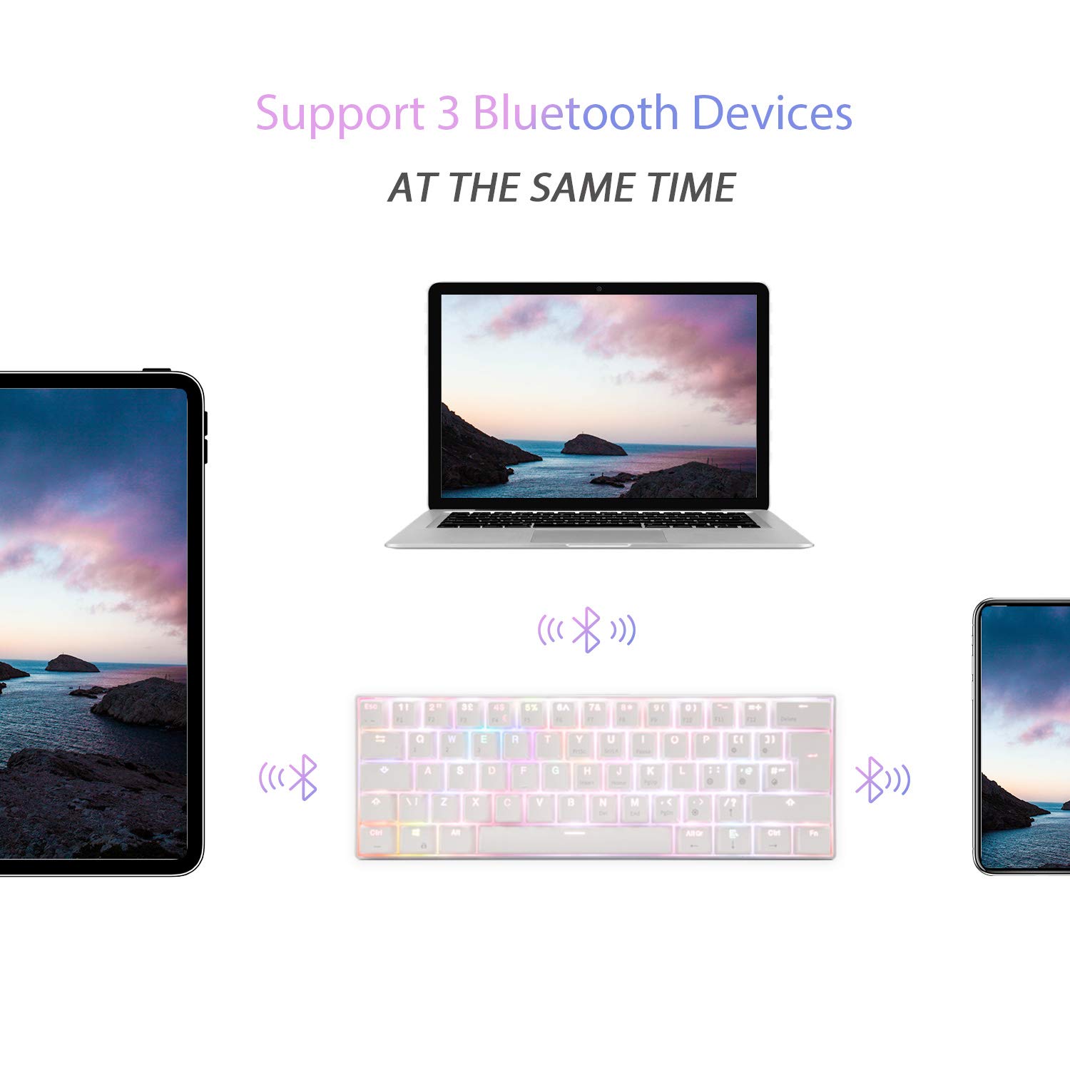 RK ROYAL KLUDGE RK61 60% 2.4Ghz Wireless/Bluetooth/Wired Mechanical ...