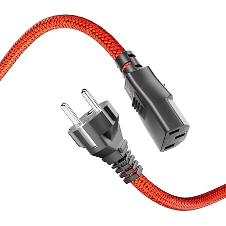 Netzkabel 3 Polig,Kaltgerätekabel 1m Nylon-Geflecht Universale ...