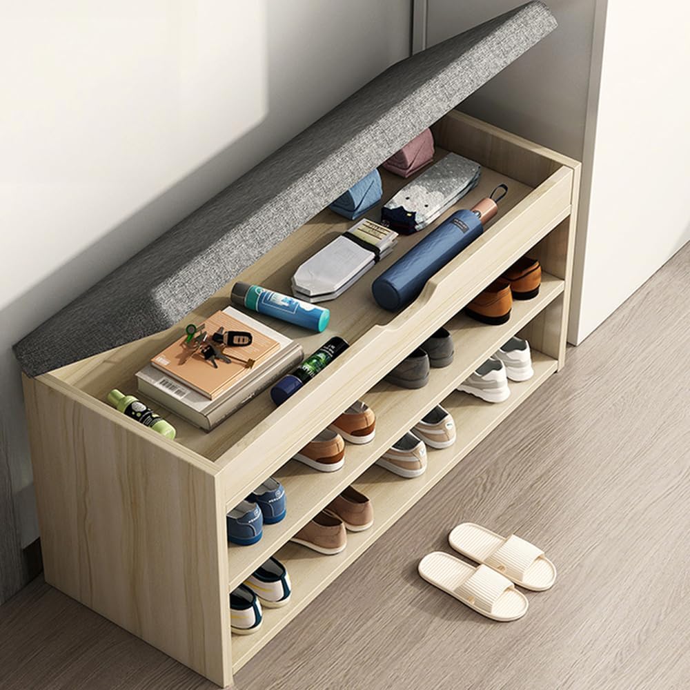 Amazon.com: LITFAD Manufactured Wood Shoe Storage Bench with Horizontal ...