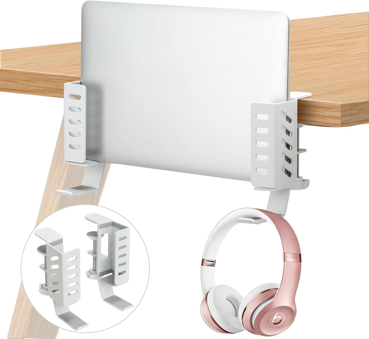 Amazon.com: FEIKU No Drill Desk Side Laptop Mount,Hanging Laptop Holder ...