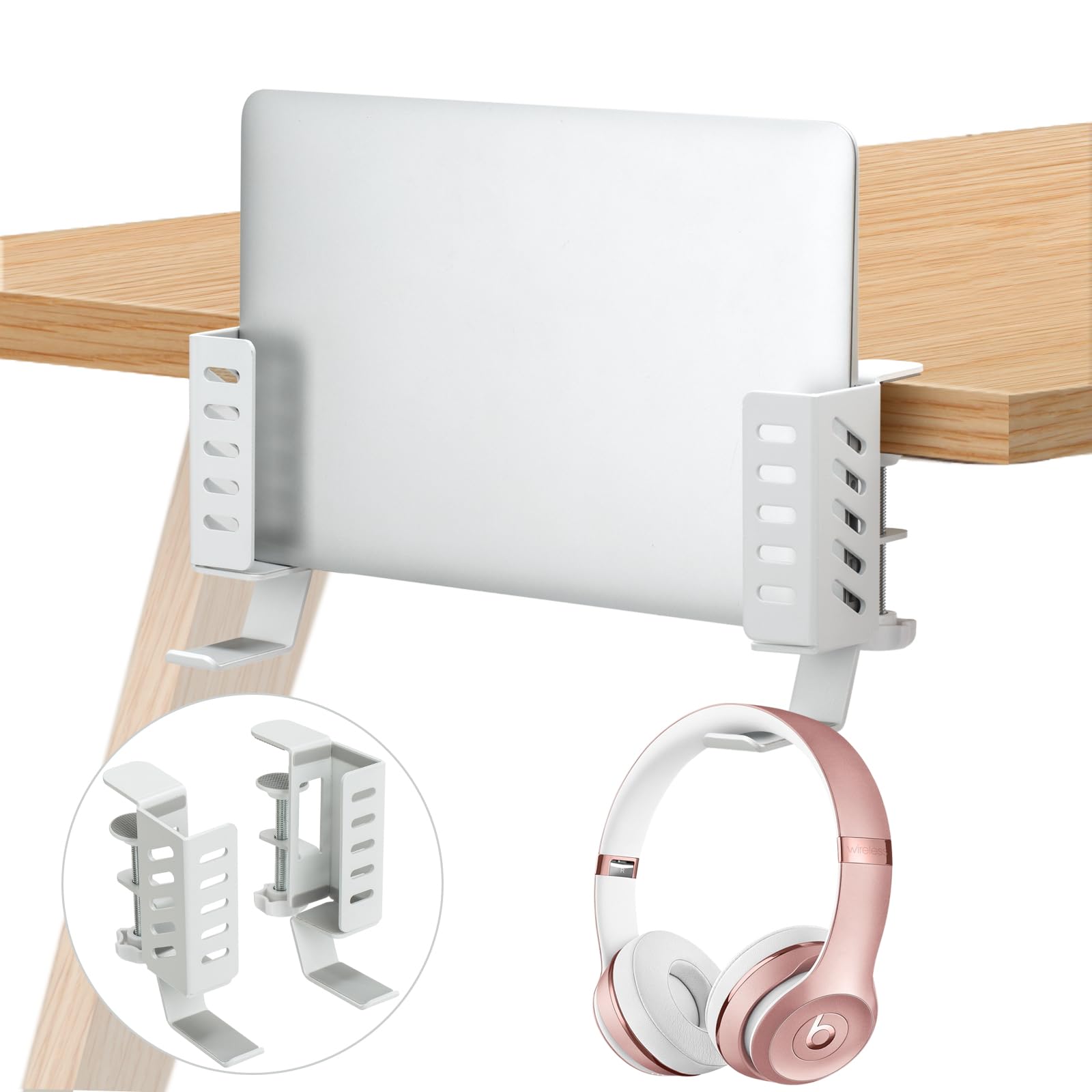 Amazon.com: FEIKU No Drill Desk Side Laptop Mount,Hanging Laptop Holder ...