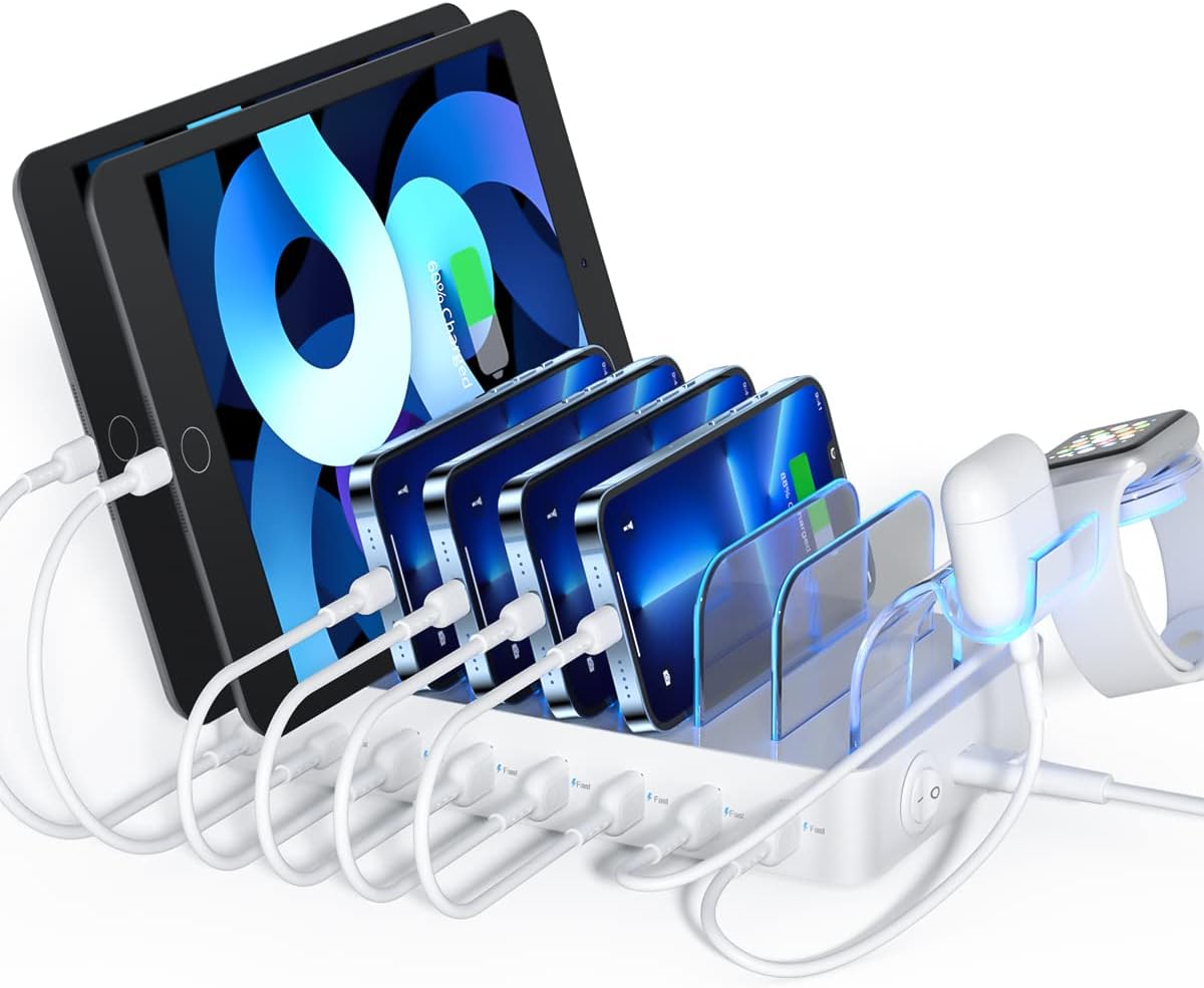 SooPii 8-Port USB-C Charging Station for Multiple Devices, with 1 PD ...