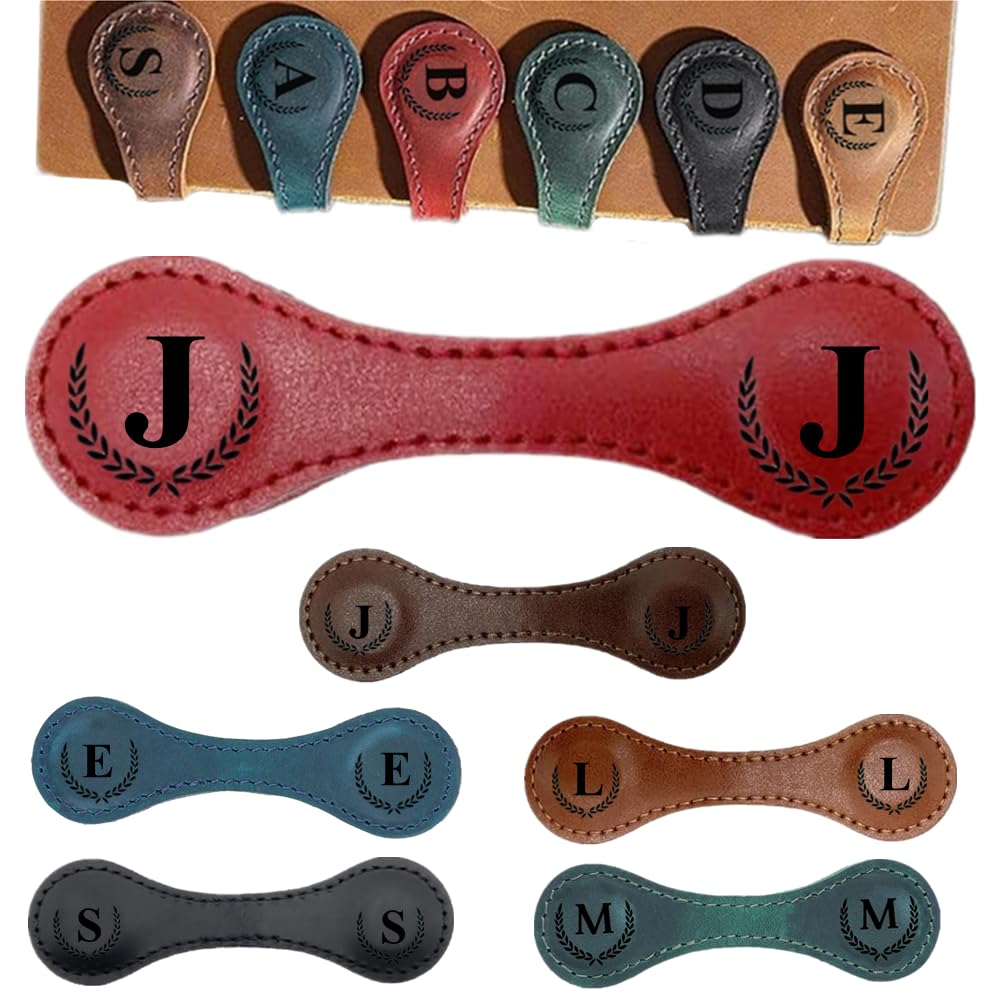 Amazon.com: Personalized Magnetic Leather Bookmark, 26 Letters Bookmark ...