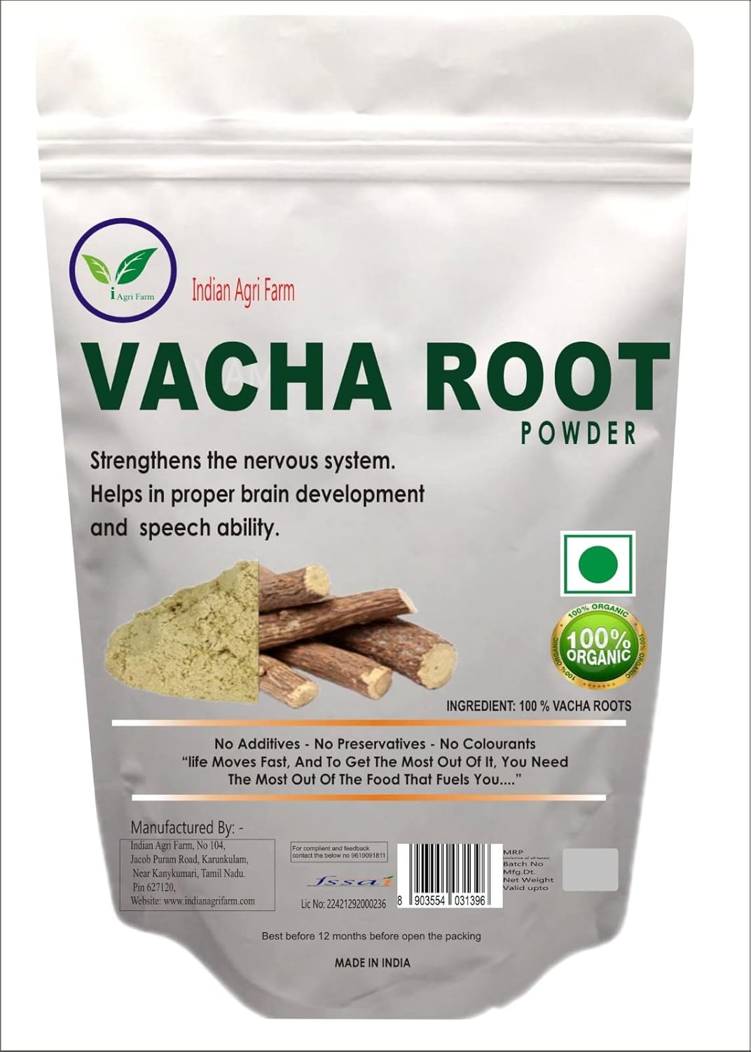 Buy Iagrifarm Vacha Root/Sweet Flag/Vasambu Powder- 250 gram for Brain ...