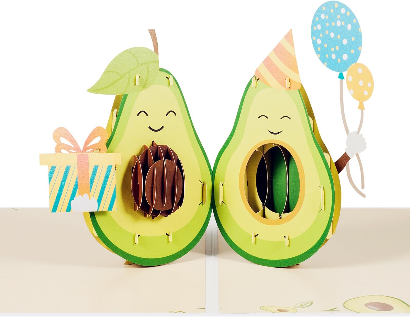 3D Birthday Card,Lovely Pop Up Avocado Card with Balloons and Gifts ...