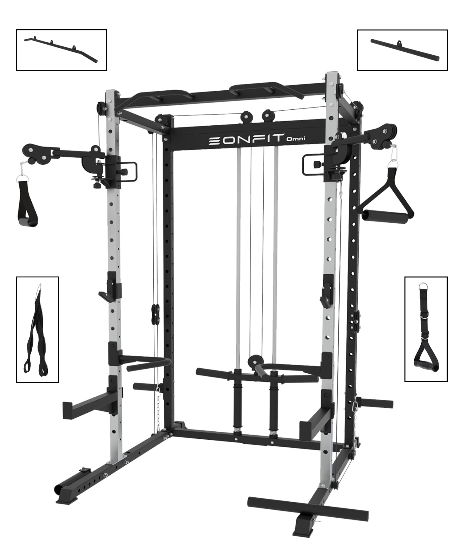 Buy Power Cage with Pulley System, Squat Power Rack Home Gym Cable ...