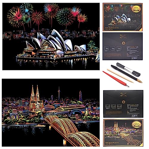 Snapklik.com : Rainbow Scratch Painting Paper By BOTEEN,City Series ...