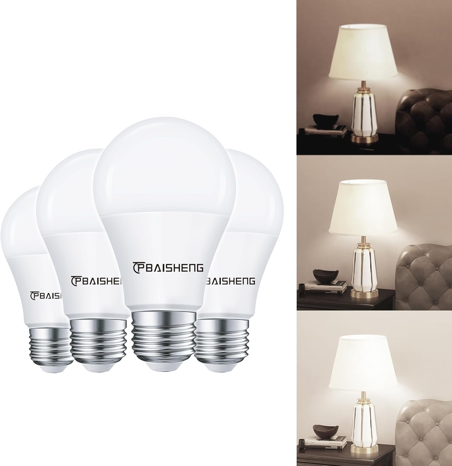 3 Way Led Light Bulbs 30 70 100 Soft Warm White, No-Flicker, 5000K, A19 ...