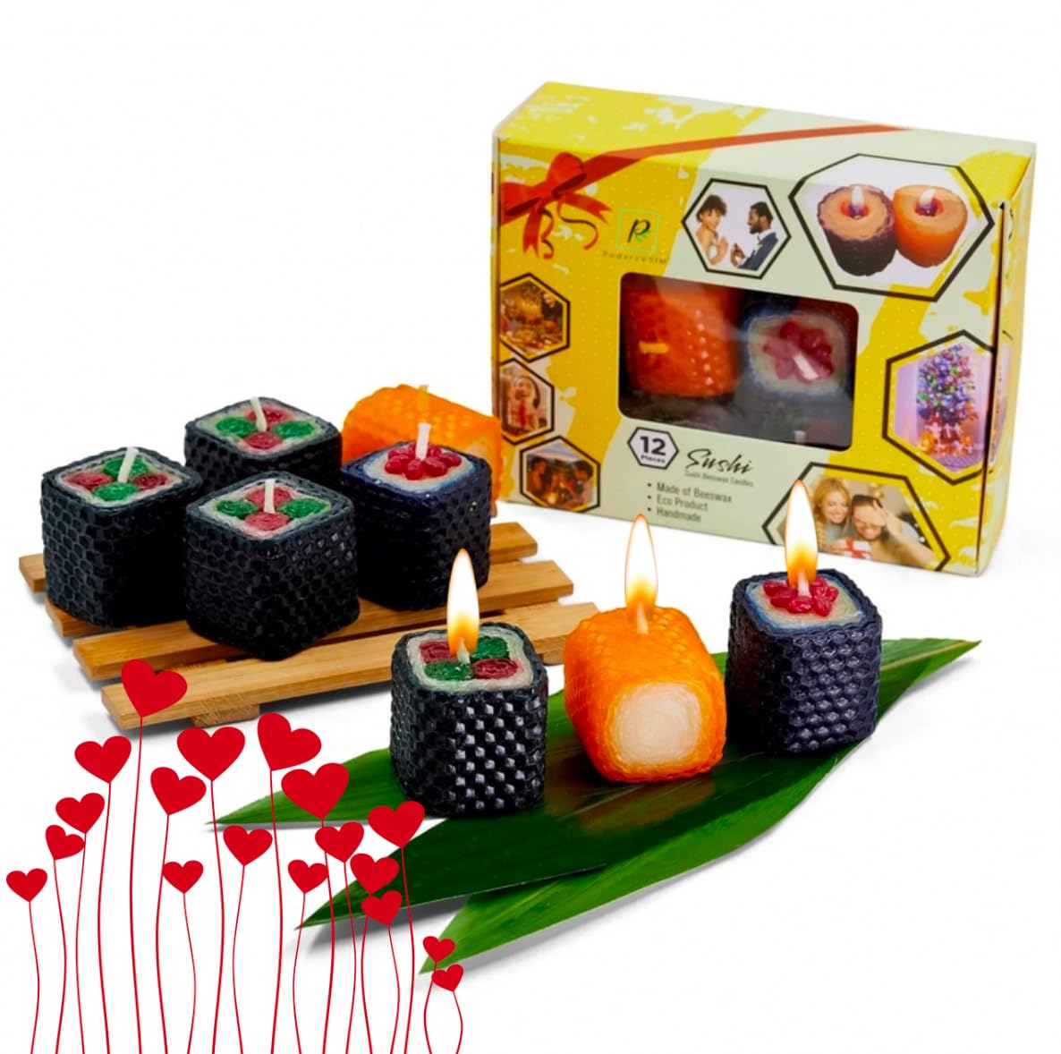 Amazon.com: Fun Birthday Candles Sushi Candle Gift Beeswax Candles Set ...