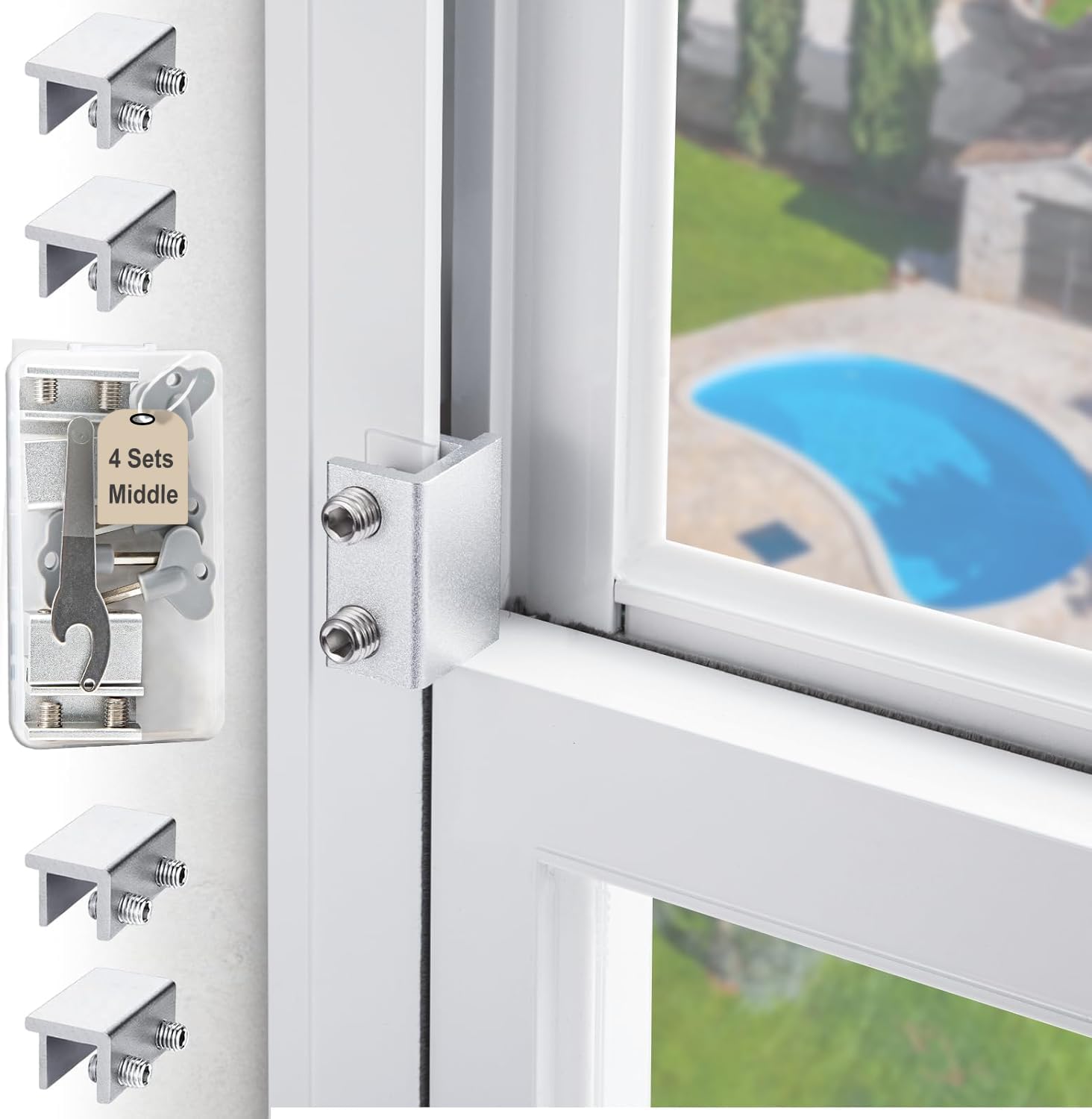4 Sets Sliding Window Locks with Key, Window Locks for Up and Down ...