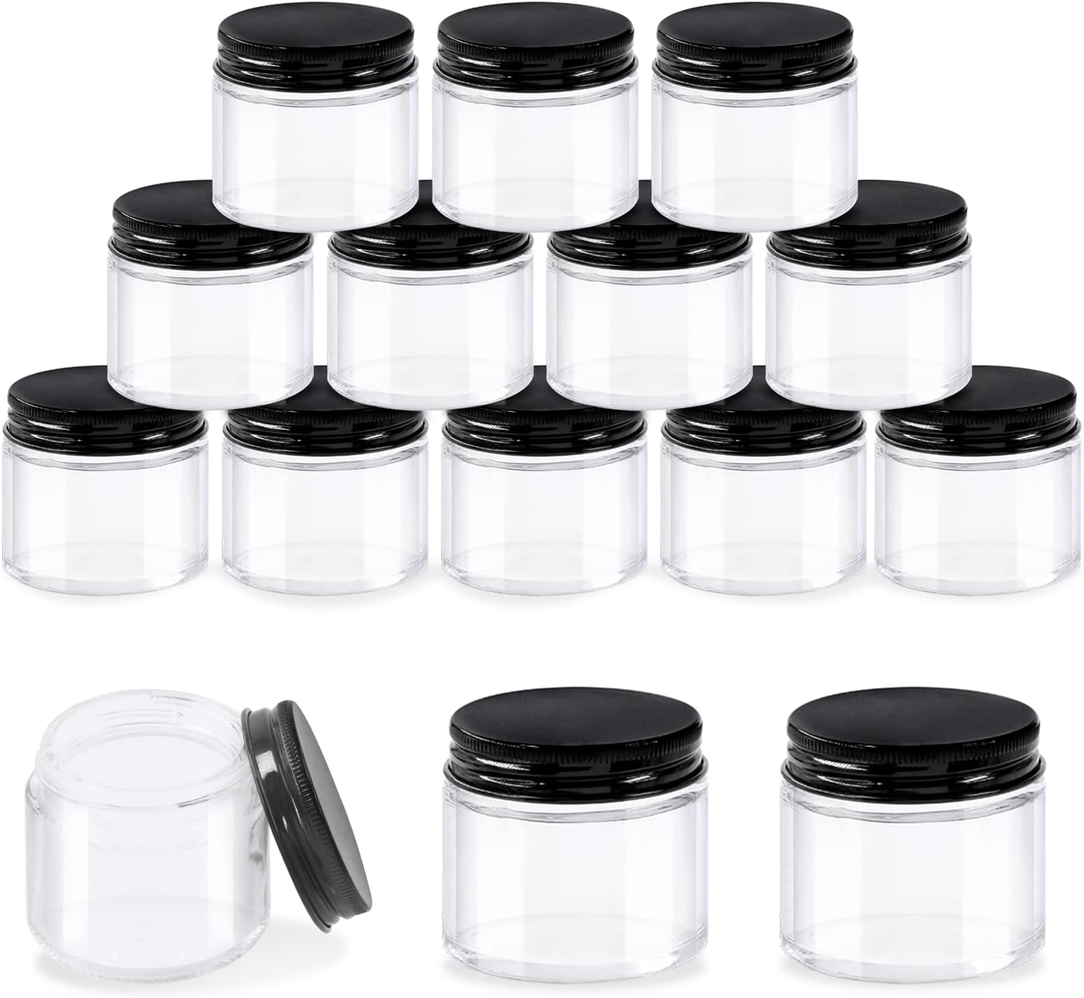 Glarks 15 Pack 2oz Glass Jars with Lids, Round Clear Glass Jars with ...
