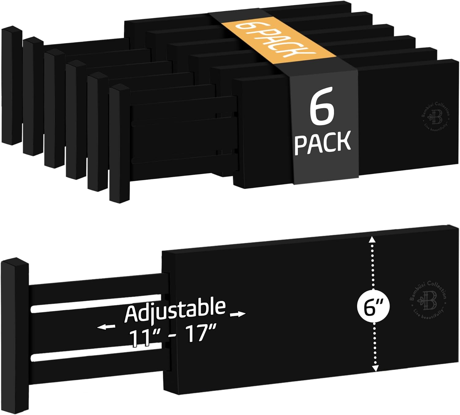 Amazon.com: 6 Pack Drawer Dividers 6 Inch High, 11”-17" Adjustable ...