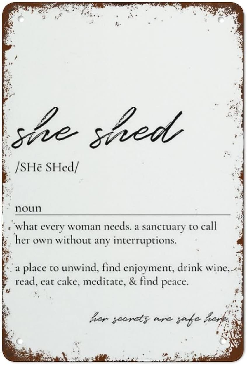 Amazon.com : Dyenamic Art She Shed Rules Garden Sign - Inspiring Indoor ...