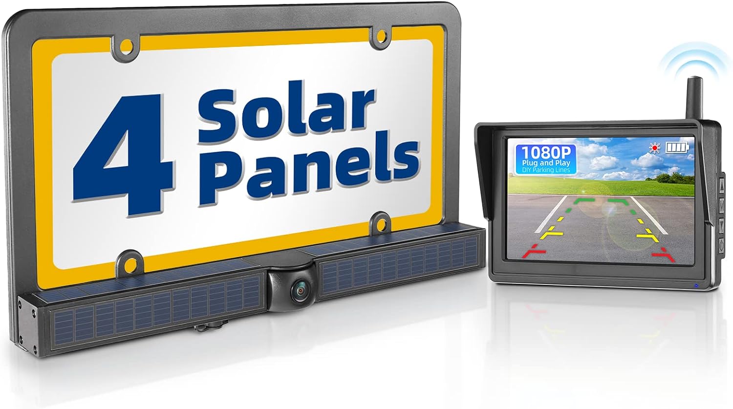 Amazon.com: Solar Wireless Backup Camera for Car and 5'' HD 1080P ...