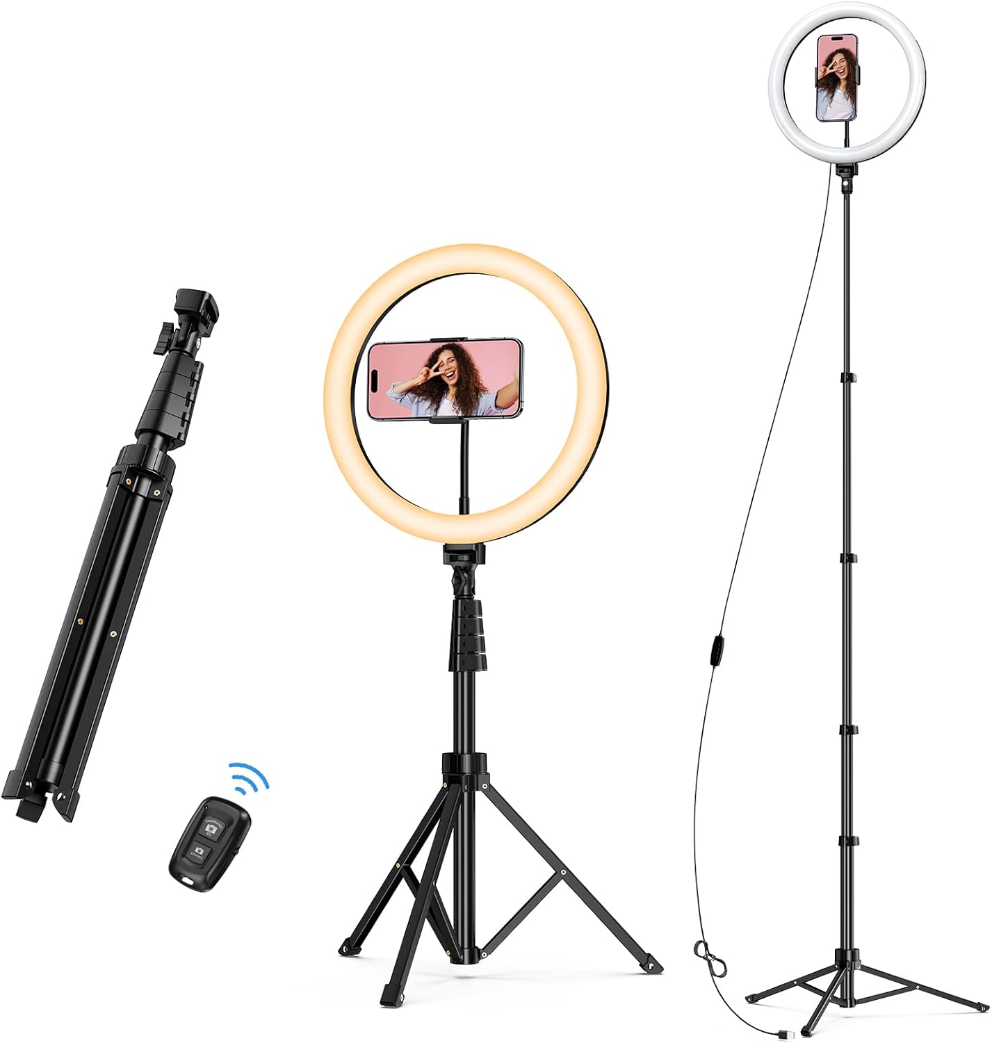 ATUMTEK 12" Selfie Ring Light with 63" extendable Tripod Stand, Selfie ...