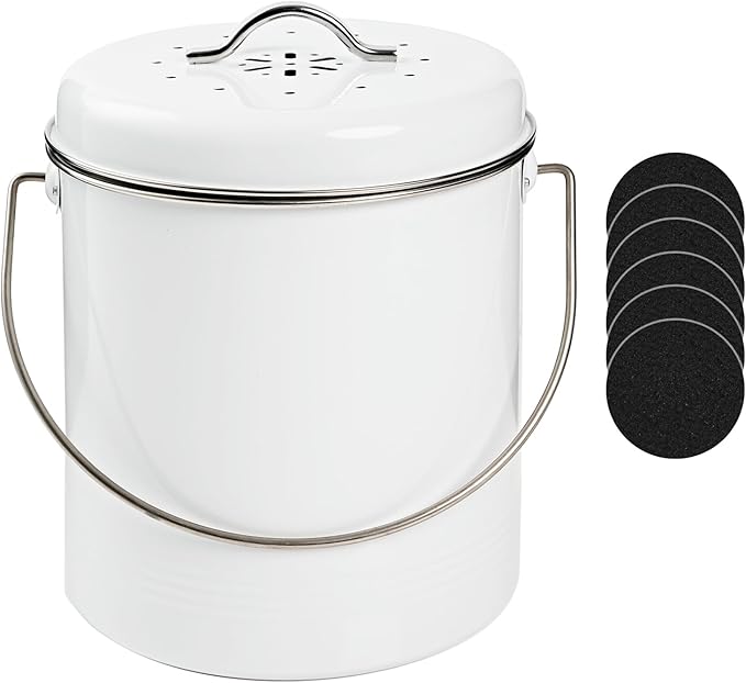 Amazon.com : Metal Compost Bin for Kitchen, Compost Pail Indoor Kitchen ...
