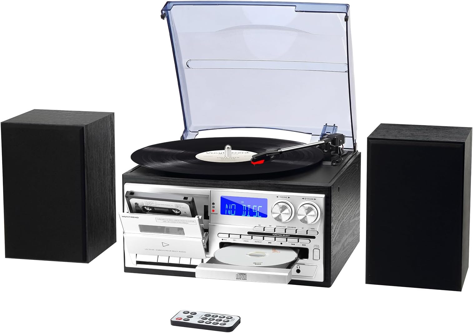 MUSITREND - Reproductor de discos 10 en 1 con altavoces externos, 3 ...