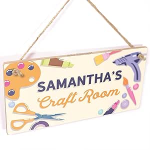 Personalised Craft Room Sign - Small Hanging Sign For Crafters ...