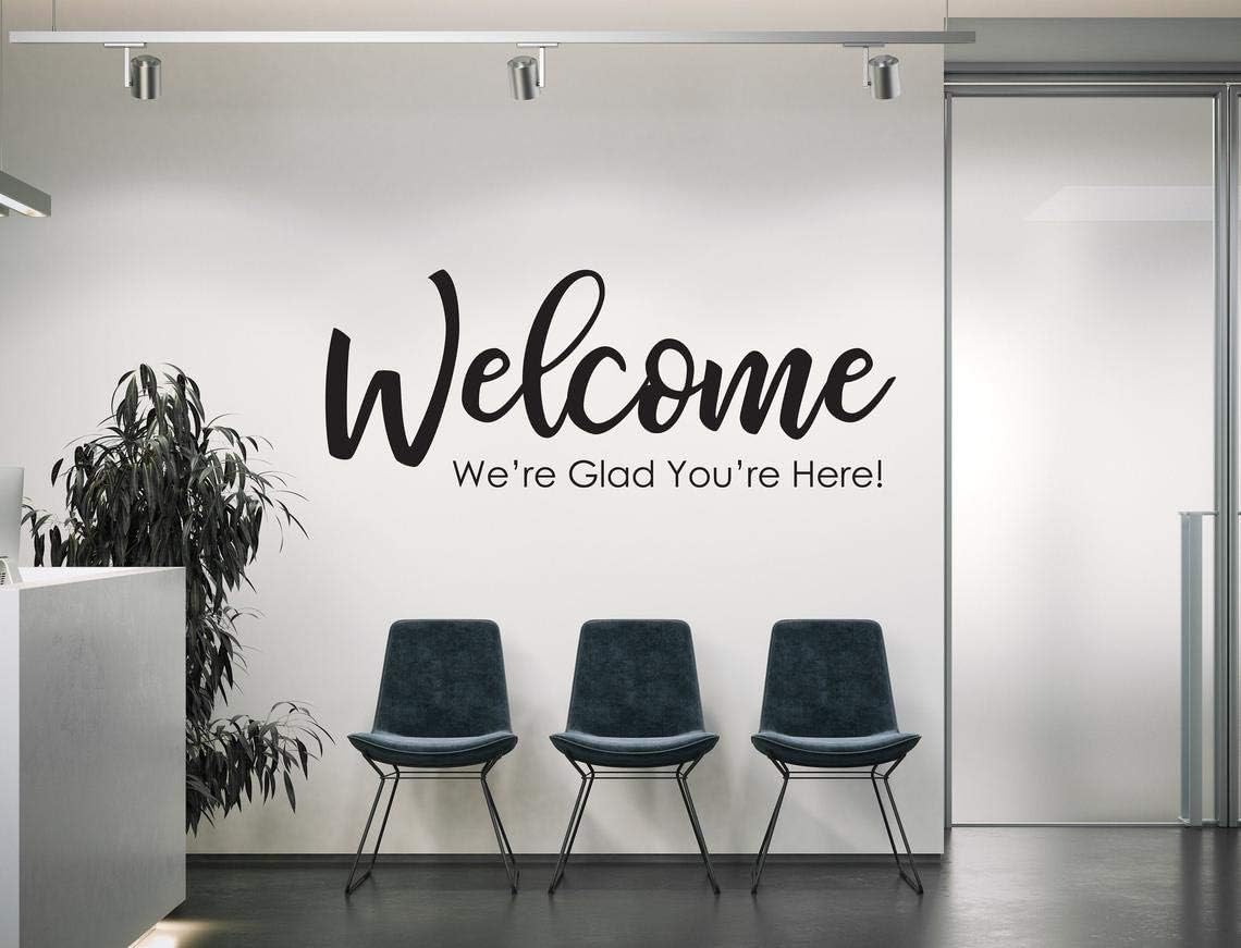 Amazon.com: Sound Sayings Vinyl Wall Art Decal | Welcome We're Glad You're Here | Door Sign ...