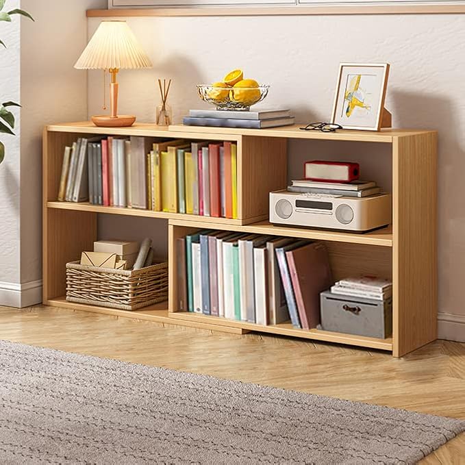 Amazon.com: LITFAD Flexible Wooden Bookshelf Contemporary Style Floor ...