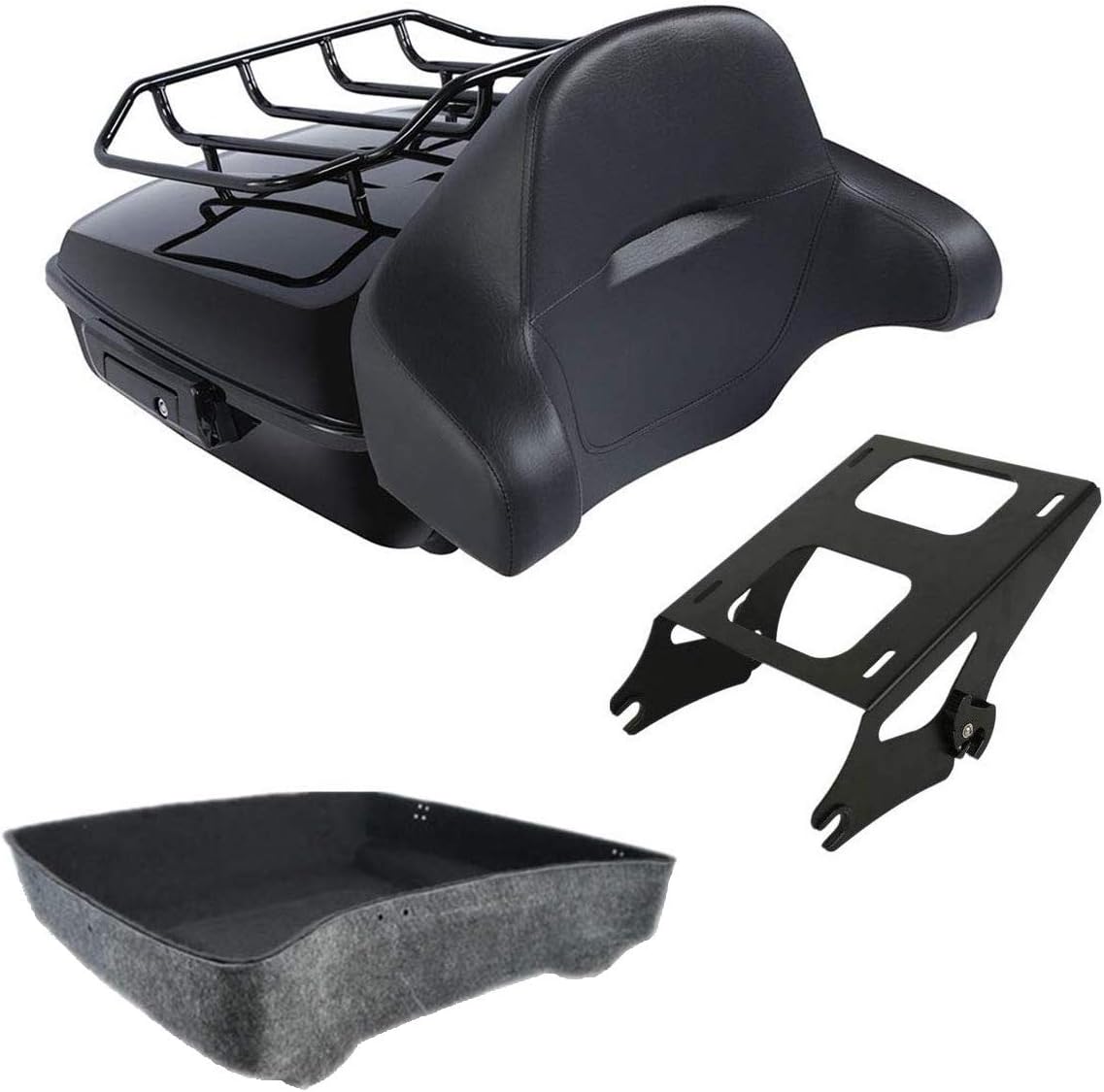 Amazon.com: TCMT Chopped Tour Pack Black Latches Trunk Backrest Luggage ...