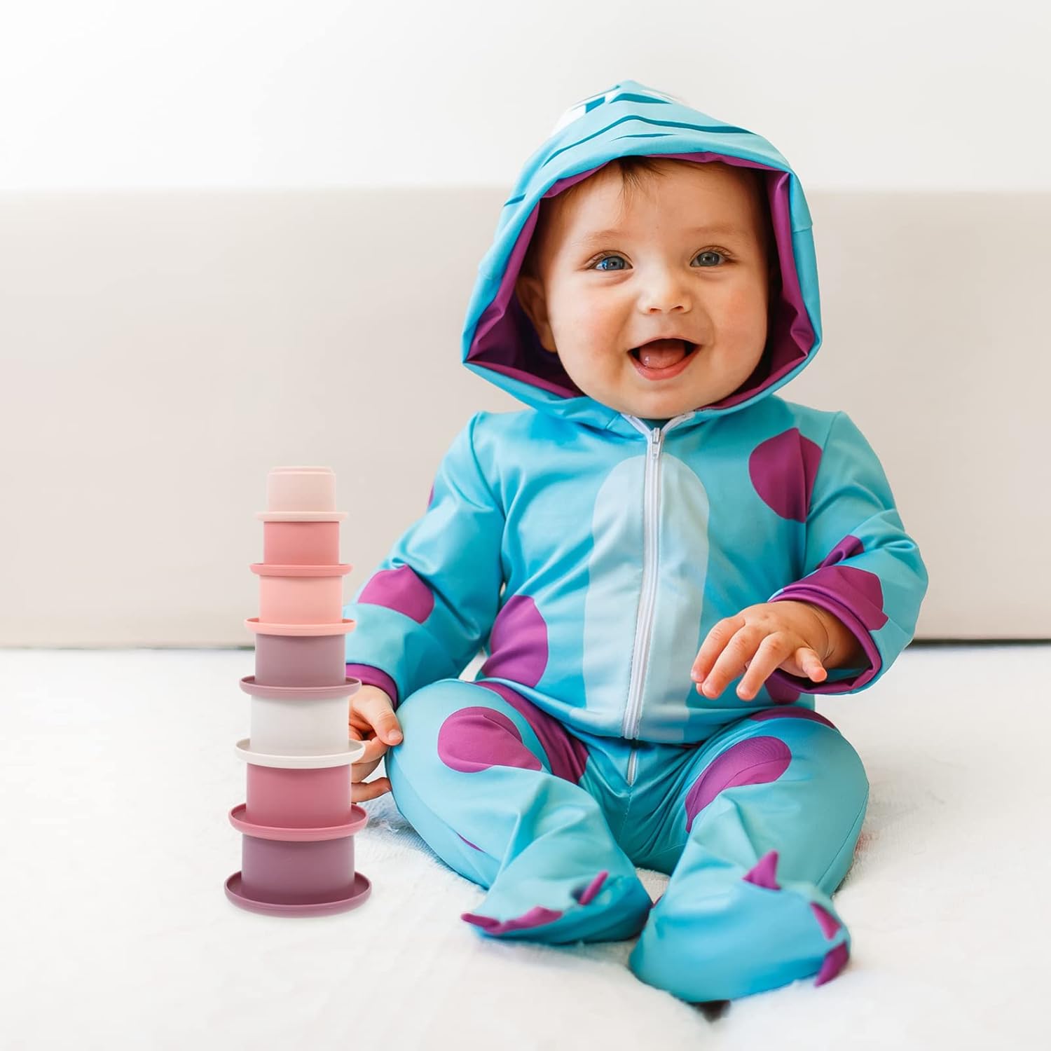 Stacking Cups Baby Building Toy: Silicone Nesting Cup Toddlers ...