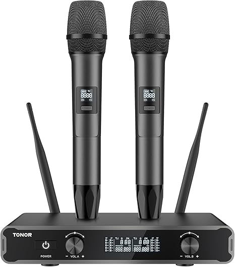 Amazon.com: TONOR Dual Wireless Microphone Systems, UHF Cordless ...