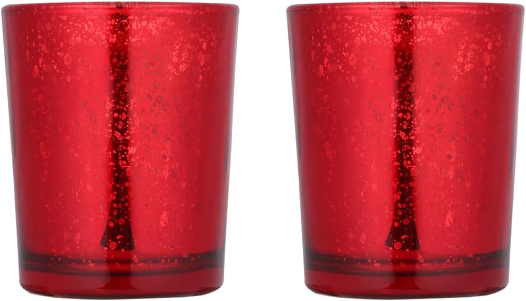 Amazon.com: Uonlytech Red Votive Candle Holders, Mercury Glass Tealight ...