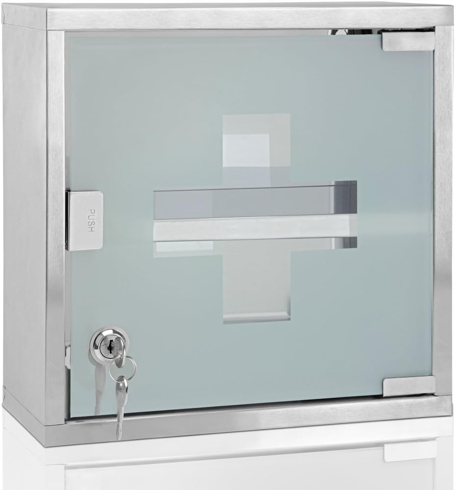 Deuba Bathroom Medicine Cabinet First Aid Box Lockable Wall Mounted Box ...