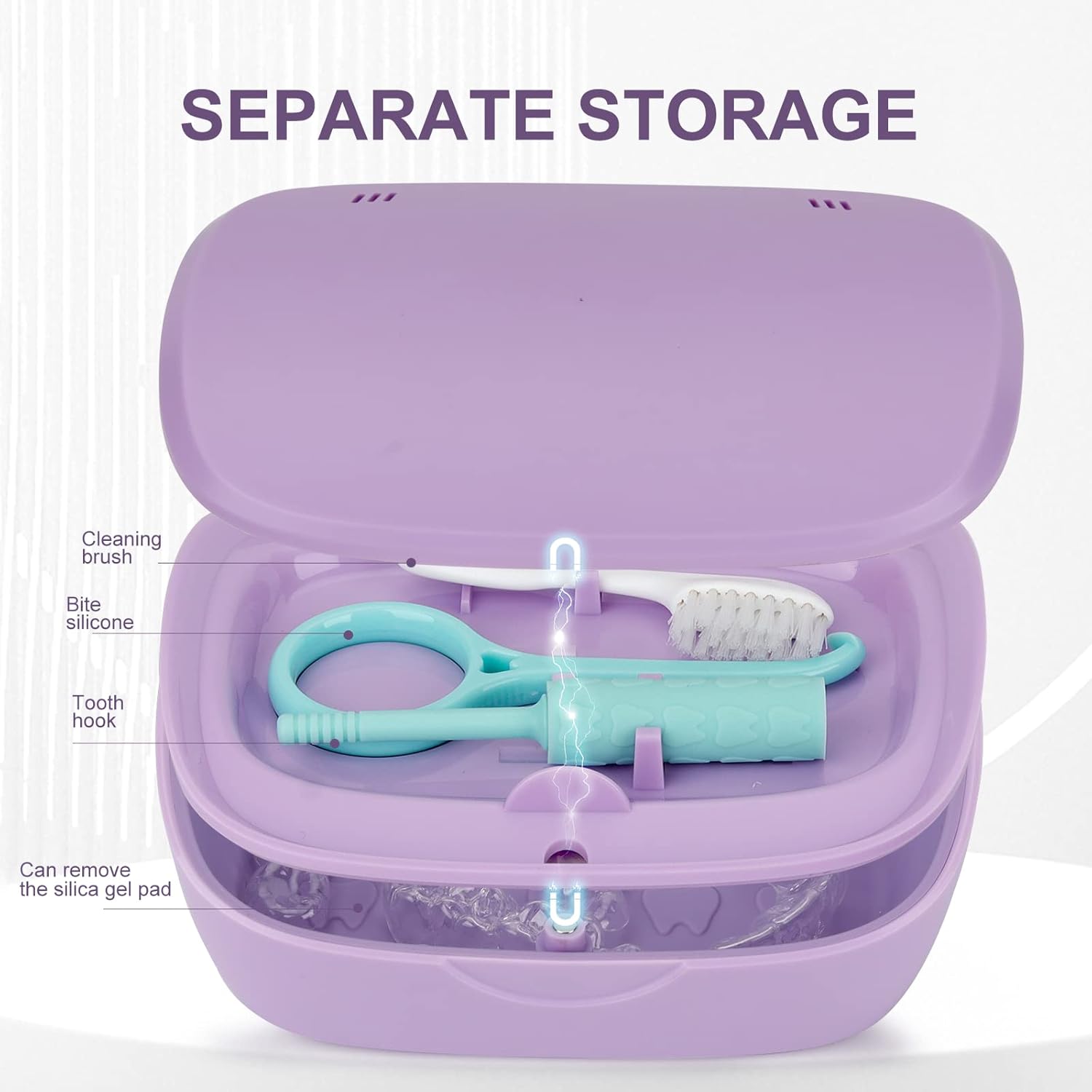 Denture Bath Box CupWith mirror Dental braces Kit Portable Retainer ...