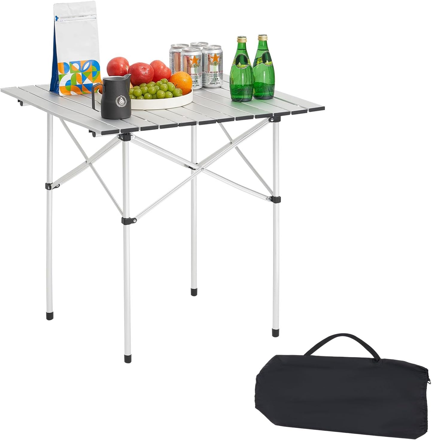 Amazon.com : VEVOR Folding Camping Table, Portable Roll Up Side Tables ...