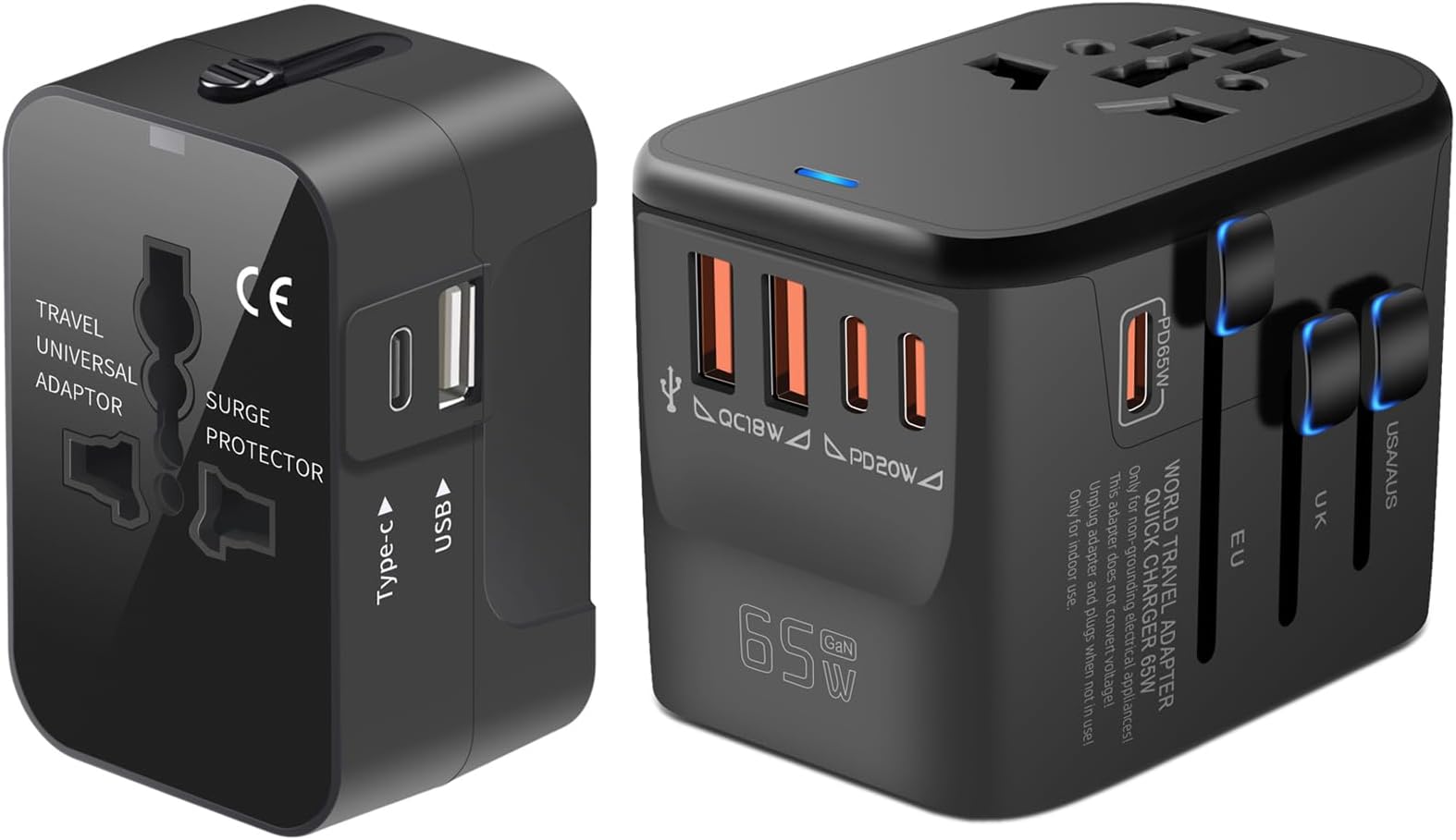 Amazon.com: Travel Adapter 2 Pack, Worldwide All in One Universal ...