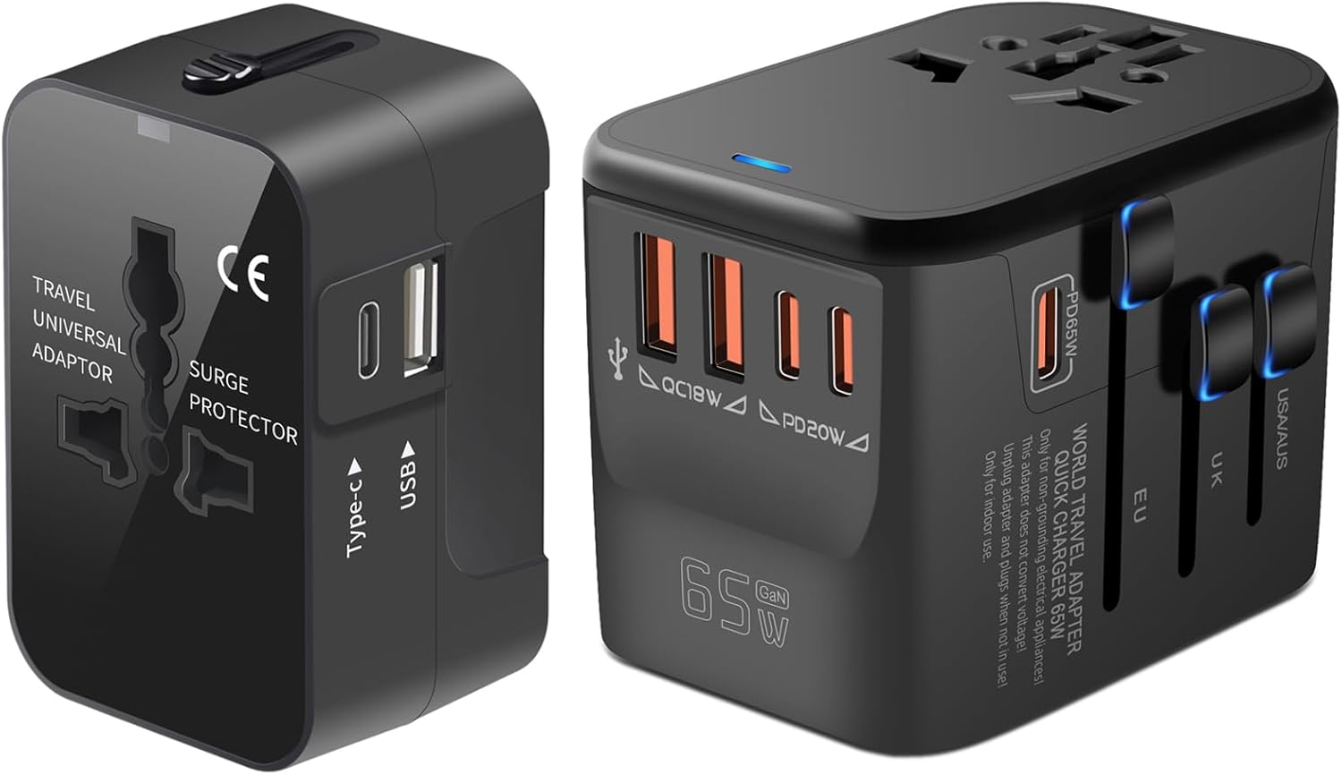 Amazon.com: Travel Adapter 2 Pack, Worldwide All in One Universal ...