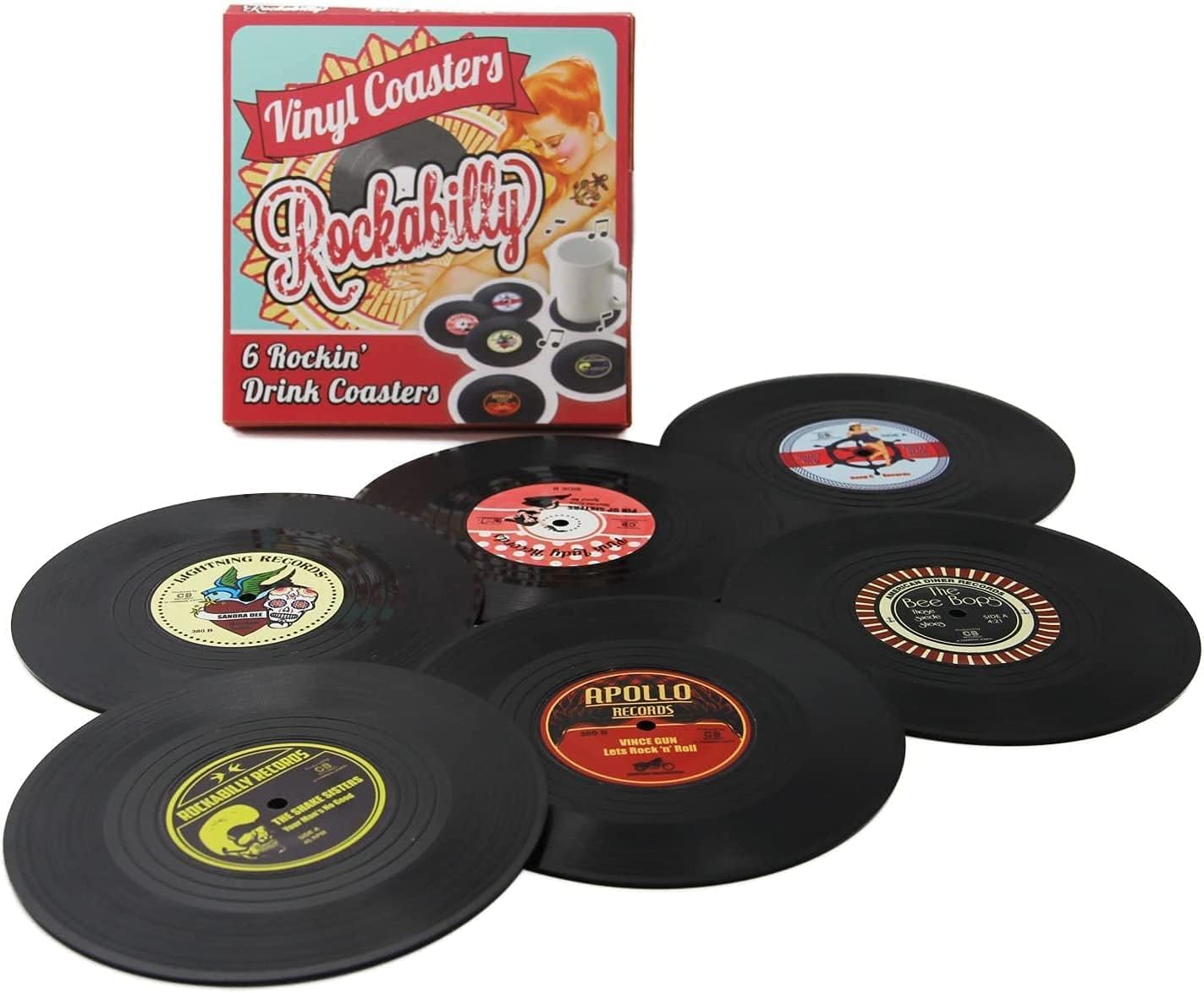 Amazon.com: COLIBROX Coasters Set of 6 Colorful Retro Vinyl Record Disk ...