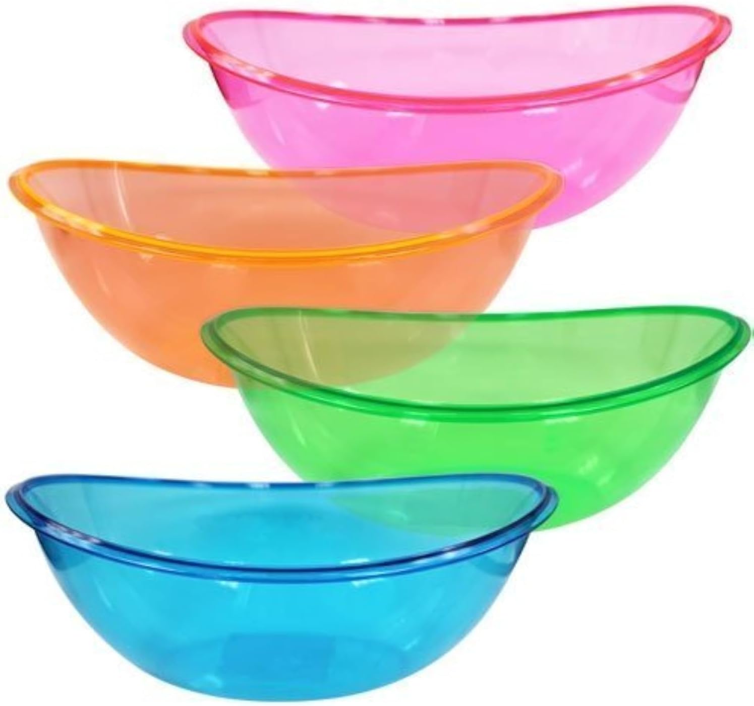 Amazon.com | Set of 4 - Oval Plastic Contoured Serving Neon Bowls ...