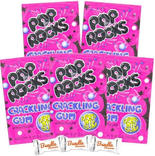 Amazon.com : POP ROCKS Bubble Gum (5 Pack) W/Bundle Bonanza Candy ...