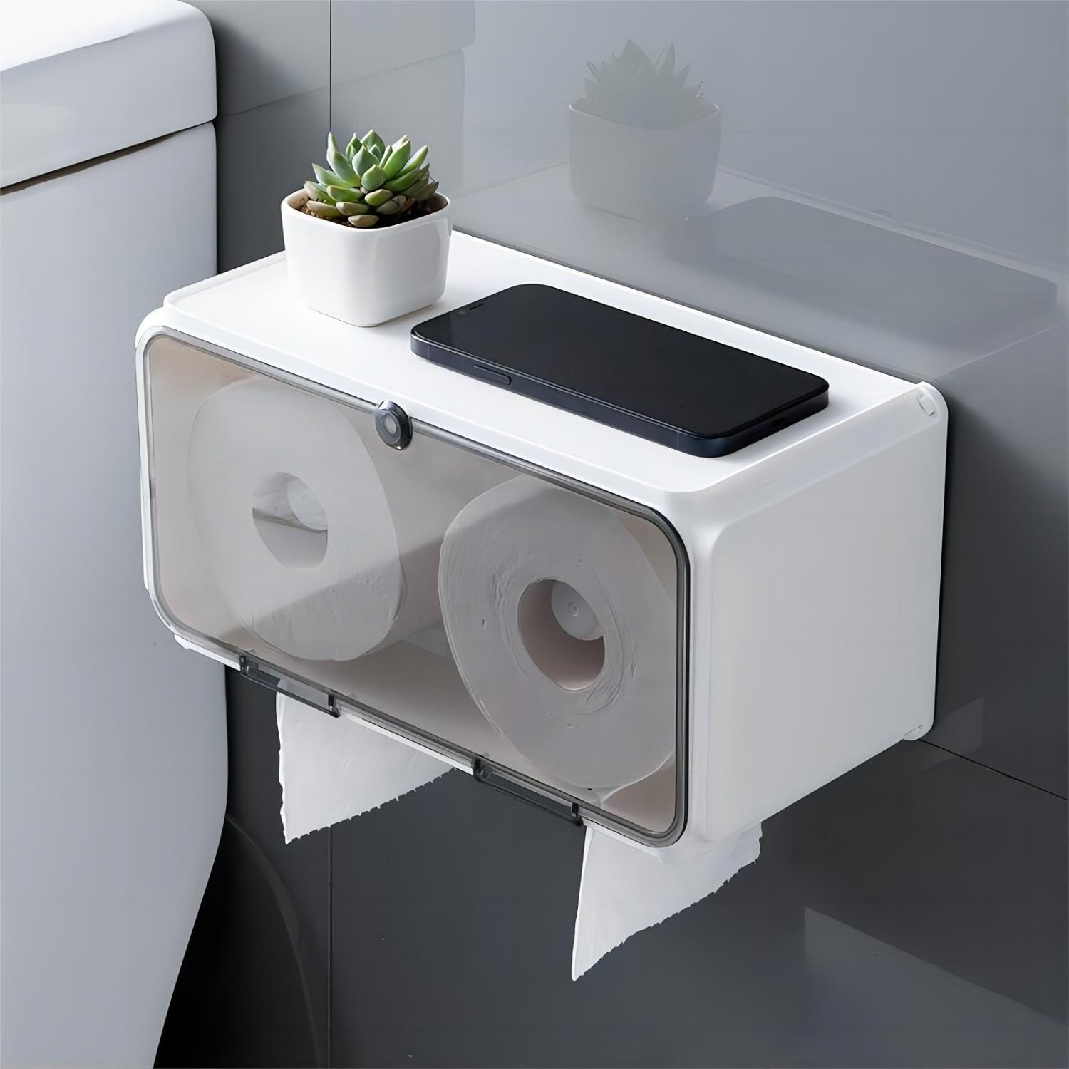 Amazon.com: Beruyu Self Adhesive Double Roll Toilet Paper Holder with ...