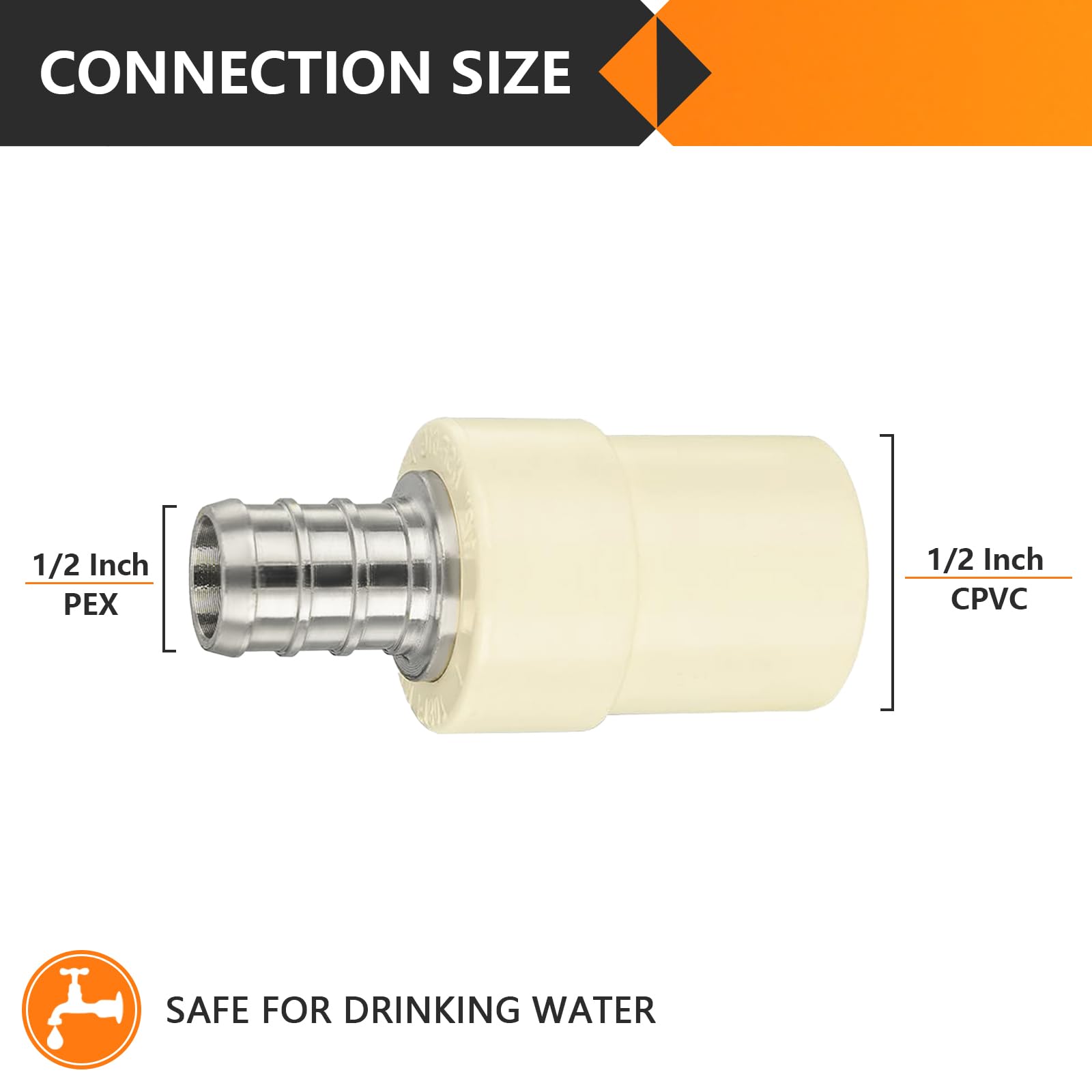 Snapklik.com : 20-Pack HeSun 1/2-Inch CPVC Transition Coupling, 1/2 ...