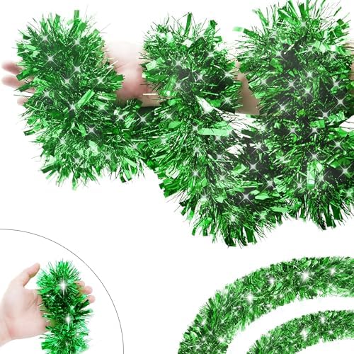 Amazon.com: 50FT Tinsel Christmas Garland Metallic Twist Garland Shiny ...