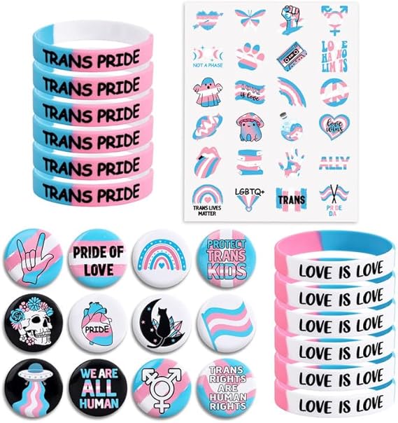 Amazon.com: 48pcs Transgender Pride Day Supplies 12 Silicone Bracelets ...