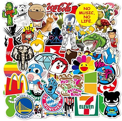 YellowCult 100 Random No-Duplicate Adhesive Vinyl Stickers Pack for ...