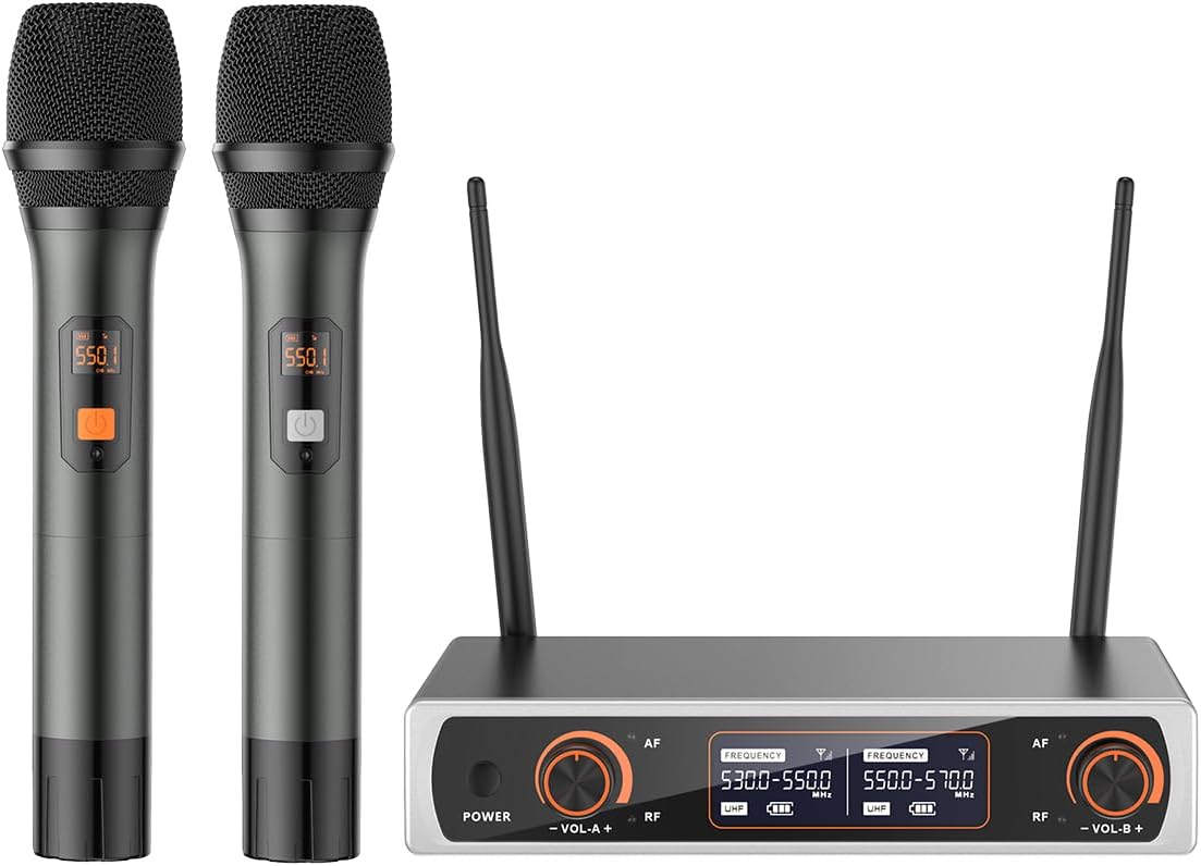 Amazon.com: MOYLEAF Wireless Microphones,Metal Dual Professional UHF ...