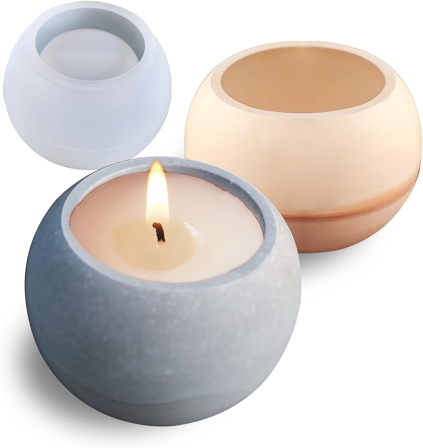 Amazon.com: Wehous Round Concrete Candle Jar Mold Silicone Epoxy Resin ...