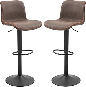 HOMCOM Adjustable Swivel Bar Stools with Footrest, Set of 2