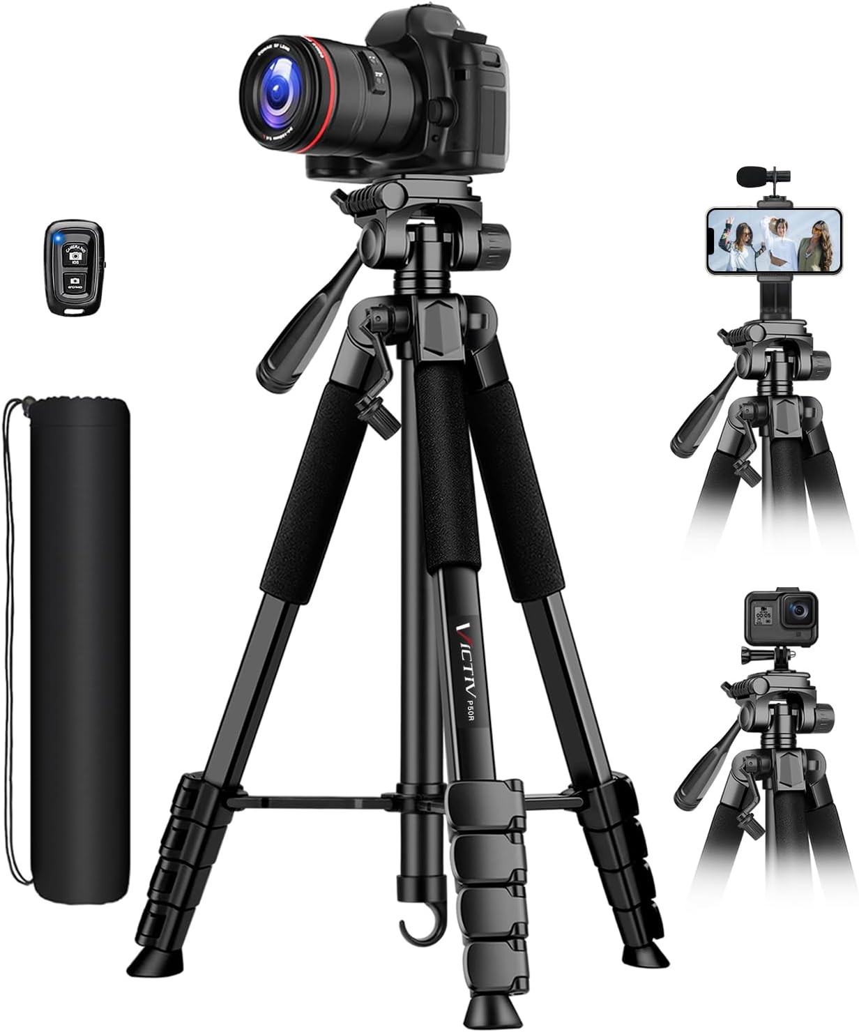 Victiv 67.7" Camera Tripod, Lightweight Tripod for Smartphone with ...