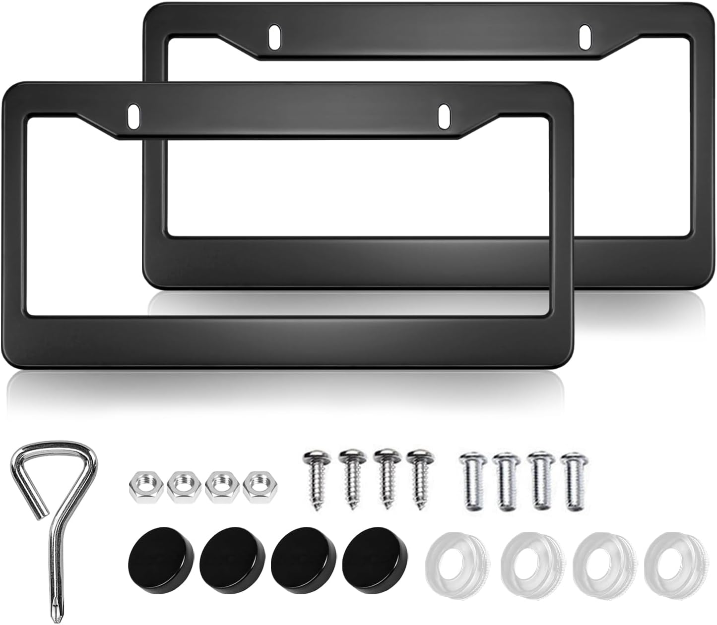 Amazon.com: License Plate Frames Kit, 2 Pack Widened Matte Black ...