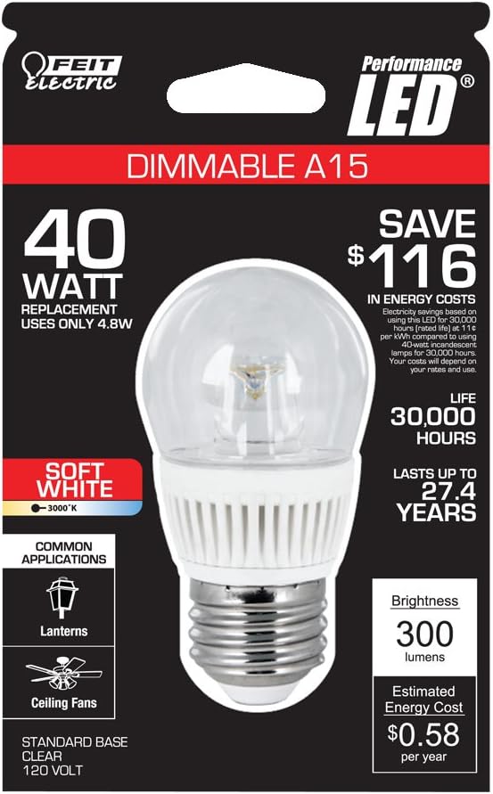 Feit Electric BPA15/CL/DM/LED A15 Dimmable LED - Led Household Light ...