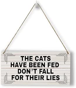 Amazon.com: Funny Cat Sign Wood Wall Art Wall Hanging Decor Cat Gifts ...