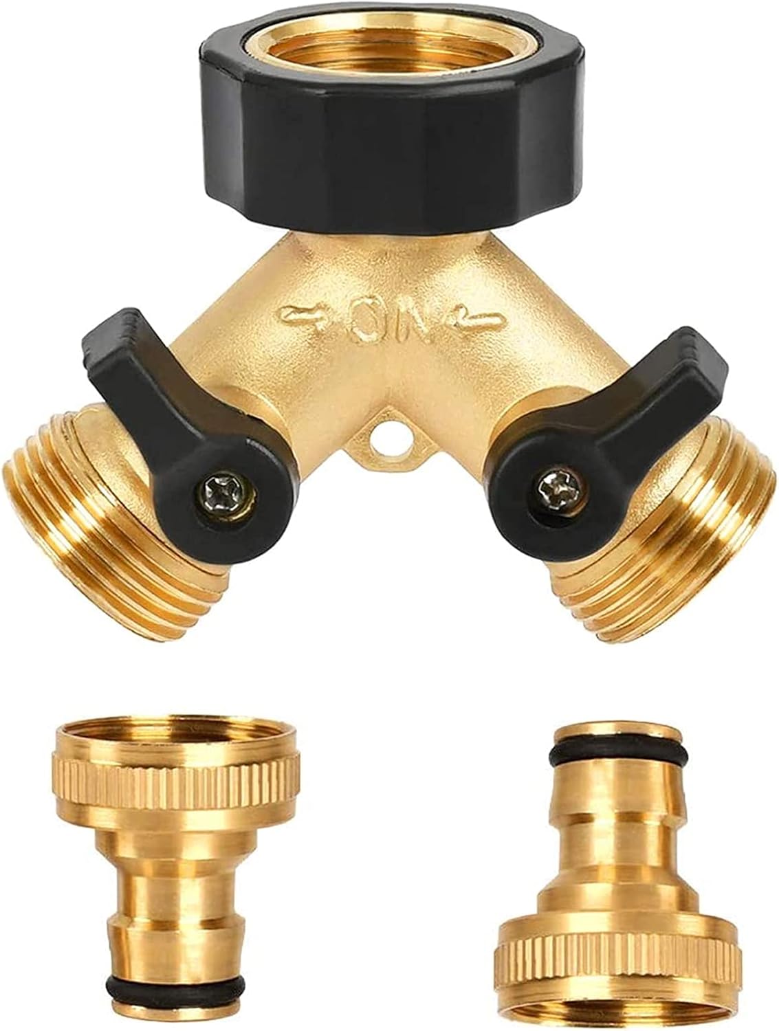 Rorshaw 3/4 Inch 2 Way Brass Tap Garden Hose Splitter Double Hose ...